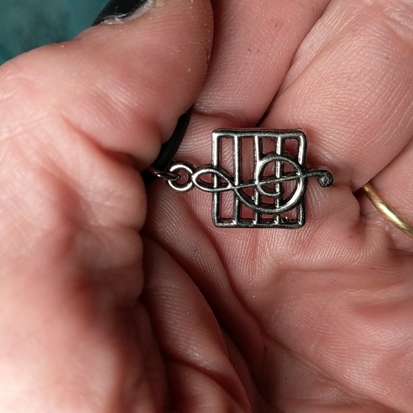 HM by Pat | Jewelry | Treble Clef Necklace On 8 Inch Black Leather Cord ...